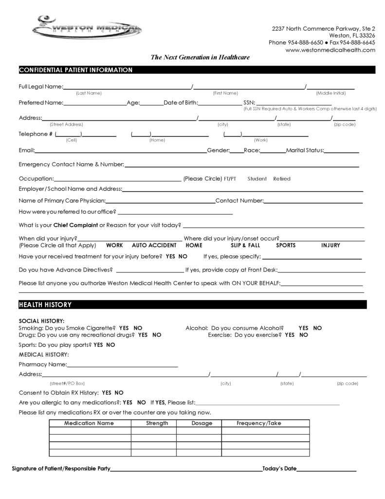 Patient Forms for Weston Medical Health Center – Fast & Easy Access